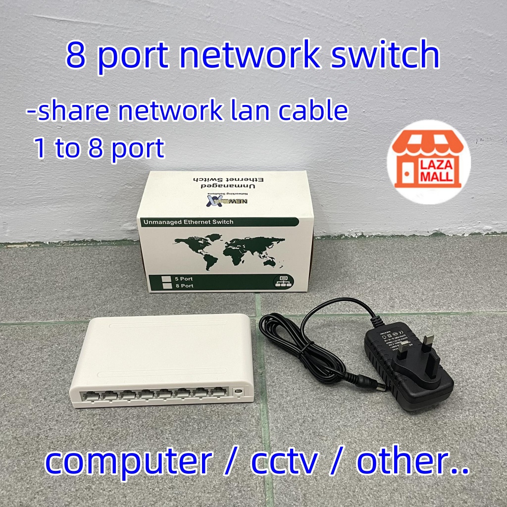 LAN CABLE 1 TO 8 PORT EXPANDER FAST ETHERNET SWITCH HUB DESKTOP ...