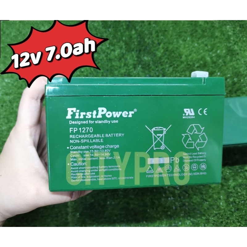 HOT🔥12V 7.0AH / 7AH Firstpower Rechargeble battery autogate | Shopee ...