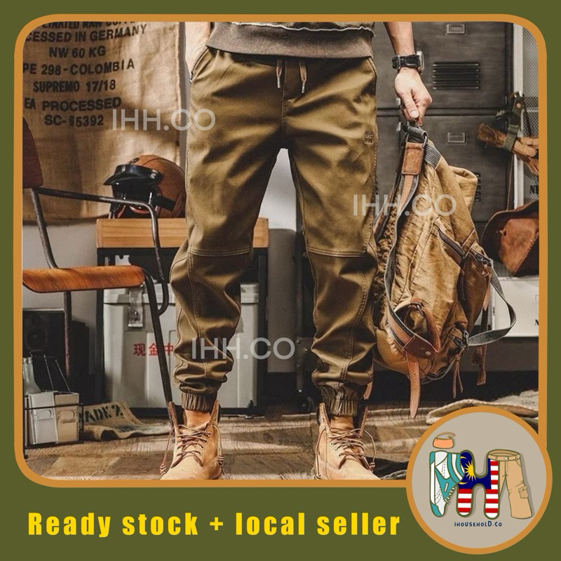 Seluar Kargo Cargo Pants Baggy Wide Leg Long Pants Multi Pocket ...