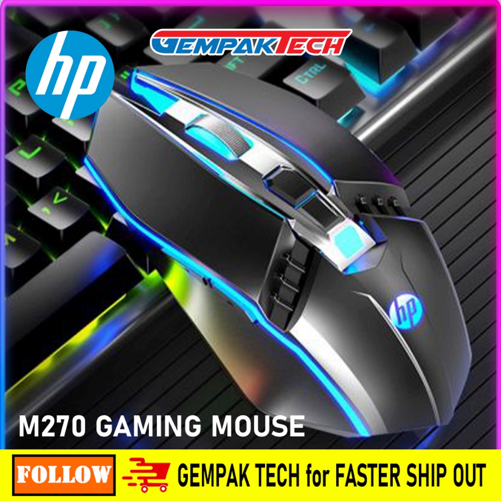 HP E-sports Gaming Mouse M270 with 6 buttons USB Wired Gaming Mouse with Adjustable 2400 DPI ...