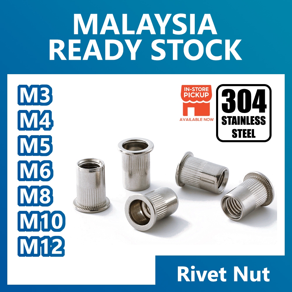Rivet Nut Flat M3 M4 M5 M6 M8 M10 M12 | 304 Stainless Steel Strong ...