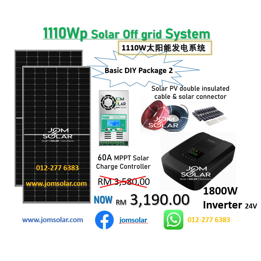Basic DIY Package - 1110W Solar Panel Off Grid Power Generator System - Ready stock - Jomsolar ...