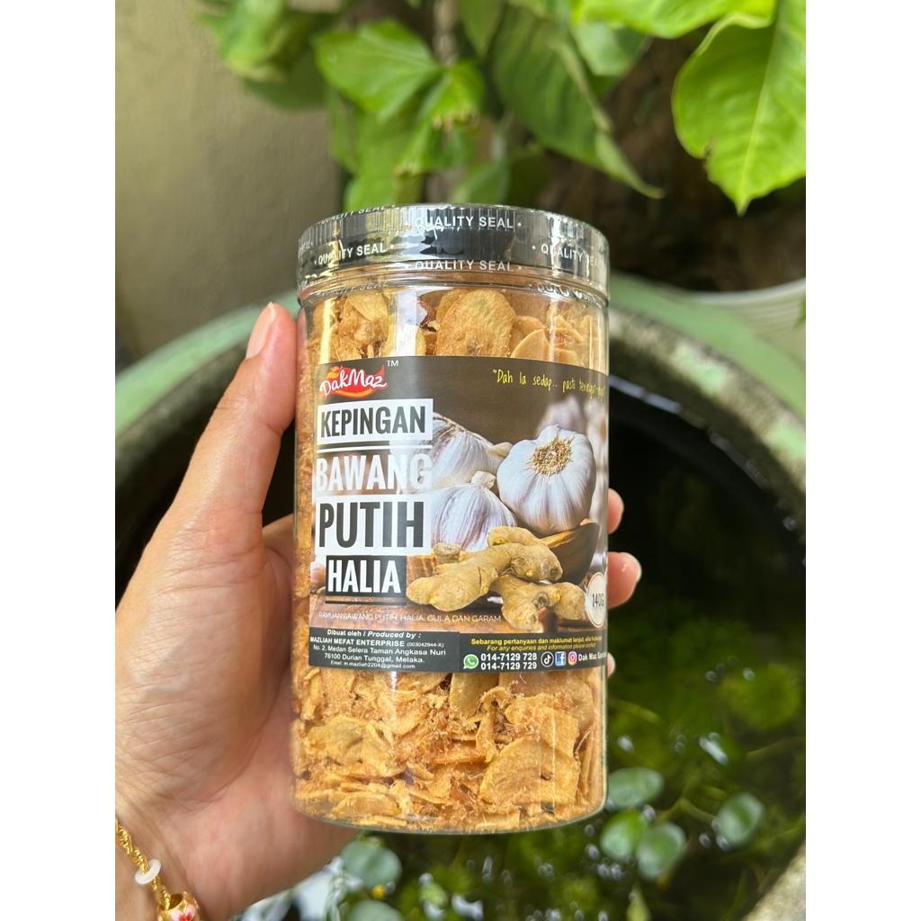 DAK MAZ: Botol 140g Kepingan bawang putih goreng dan halia yang rangup sedap sihat kudapan ...