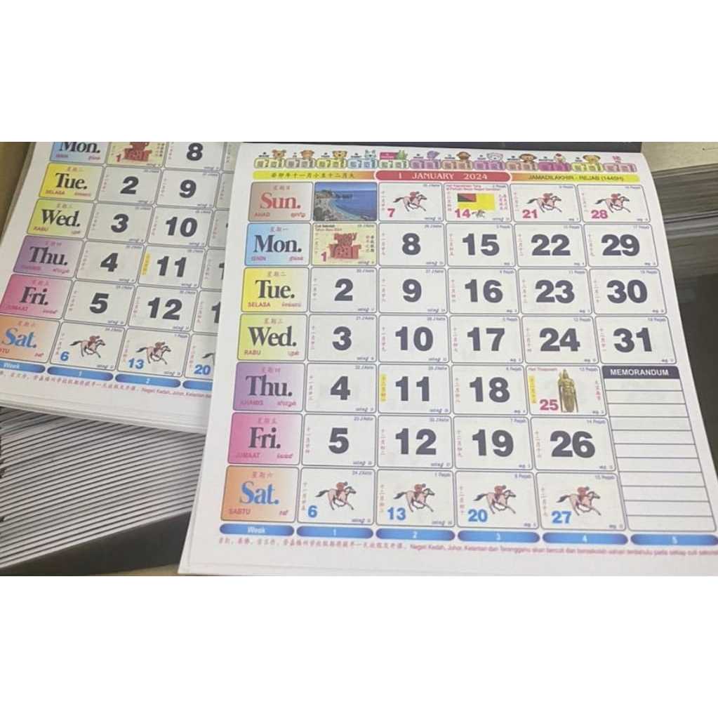 2024 Calendar / Kalendar Kuda 7" with Malaysia Holiday | Shopee Malaysia
