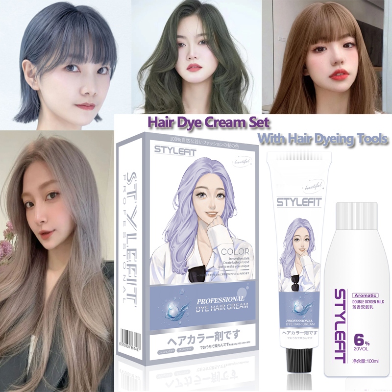 Hair Dye Cream Grey Brown Mild Safe Hair Coloring Shampoo Styling Tool ...