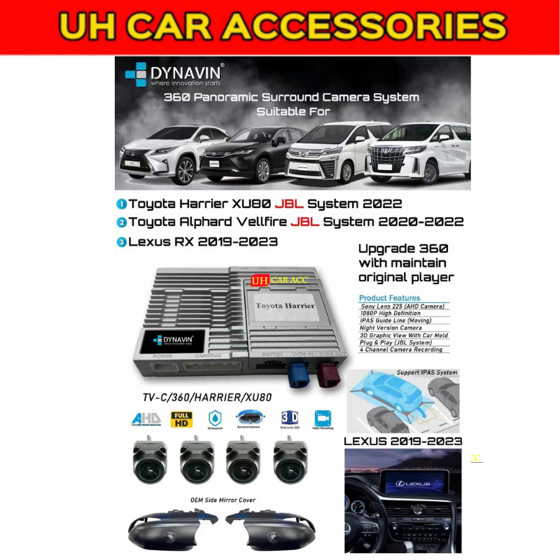 TOYOTA VELLFIRE ALPHARD HARRIER LEXUS RX 360 CAMERA SYSTEM DYNAVIN PLUG ...