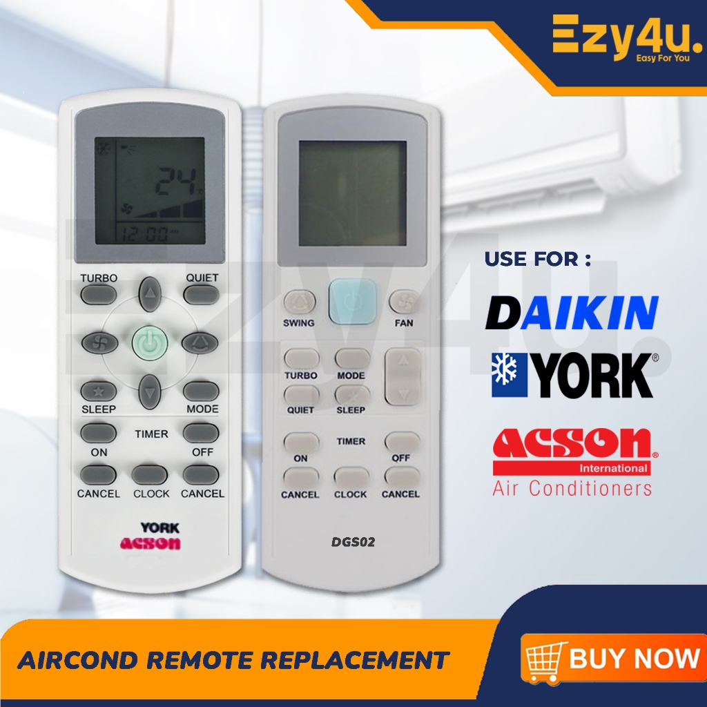 Daikin York Acson Air Cond Air Conditioner Remote control DGS01 ECGS01 ...
