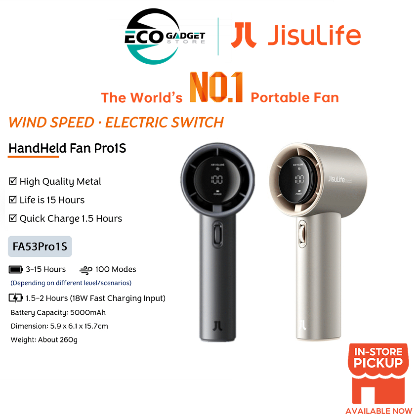 JISULIFE Handheld Fan Pro1S Pro1 Portable Bladeless Recharable 100 ...
