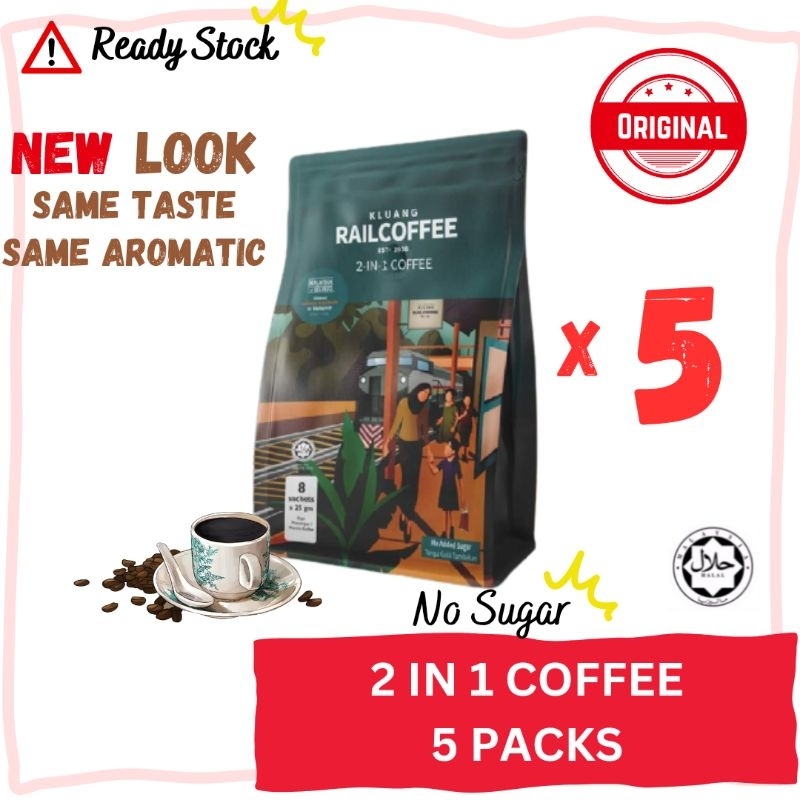 SERBUK KOPI KLUANG RAIL COFFEE 2 IN 1 INSTANT (8 SACHETS X 25GM) 5 ...