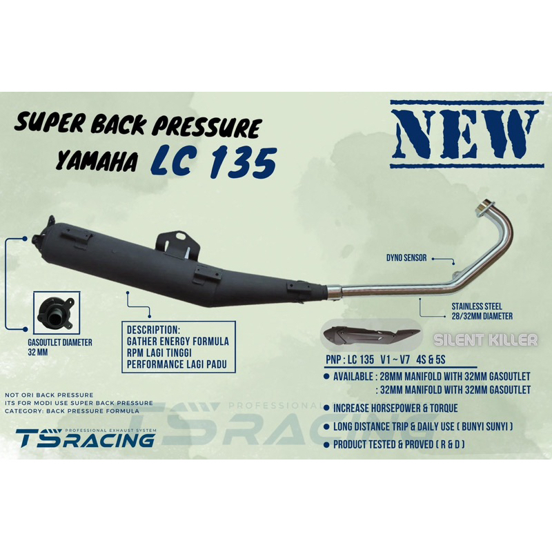 TS RACING LC135 4S 5S EXHAUST SUPER BACK PRESSURE TS RACING LC135 V1-V7 ...