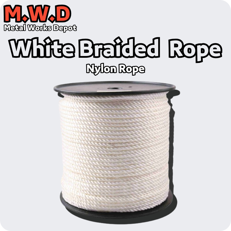 WHITE BRAIDED NYLON ROPE CORD 3mm , 4mm , 5mm , 6mm , 8mm / Tali Nylon Putih | Shopee Malaysia