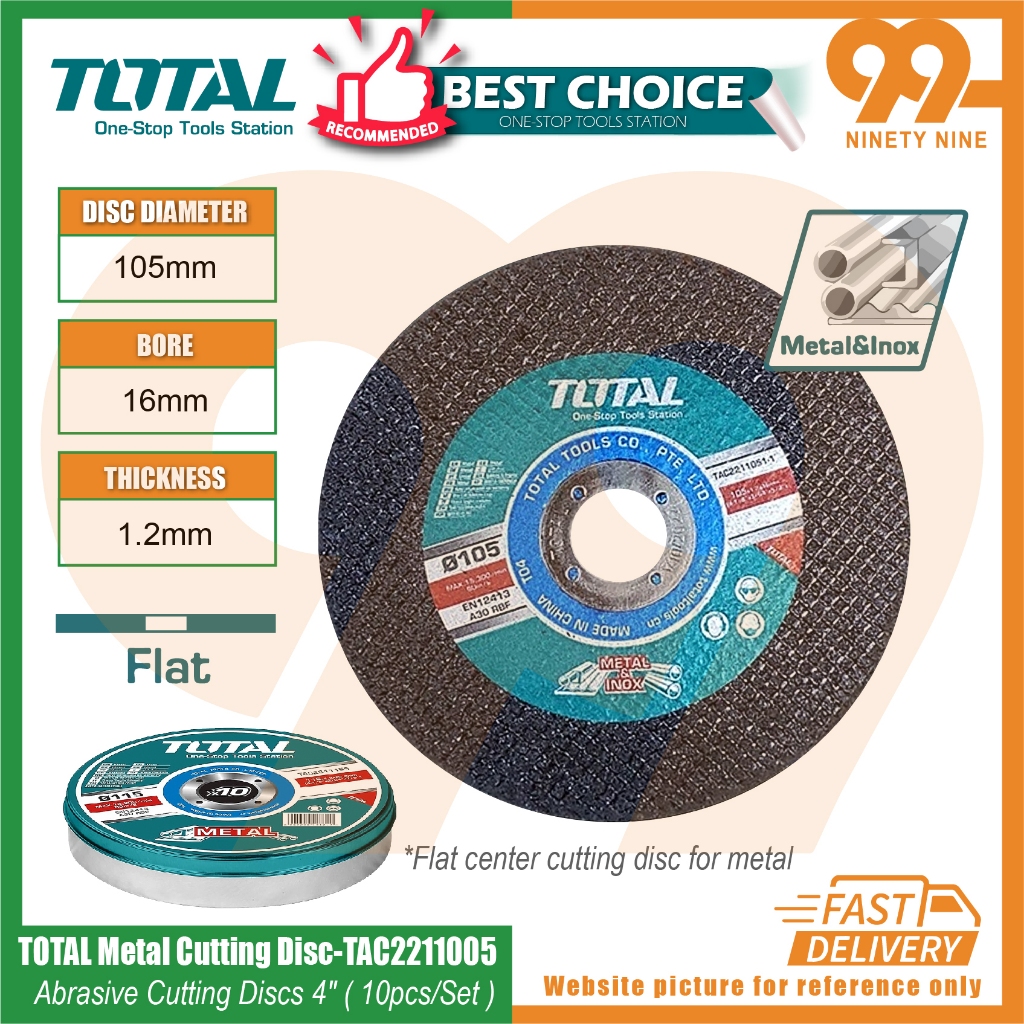 TOTAL Abrasive Metal Cutting Disc 4'' (10 Pcs) - TAC2211005 Cakera ...