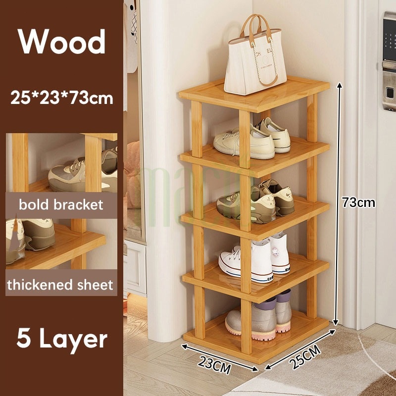 【In Stock】Bamboo Shoe Rack Rak Kasut Kayu 2-9 Layers Stackable ...