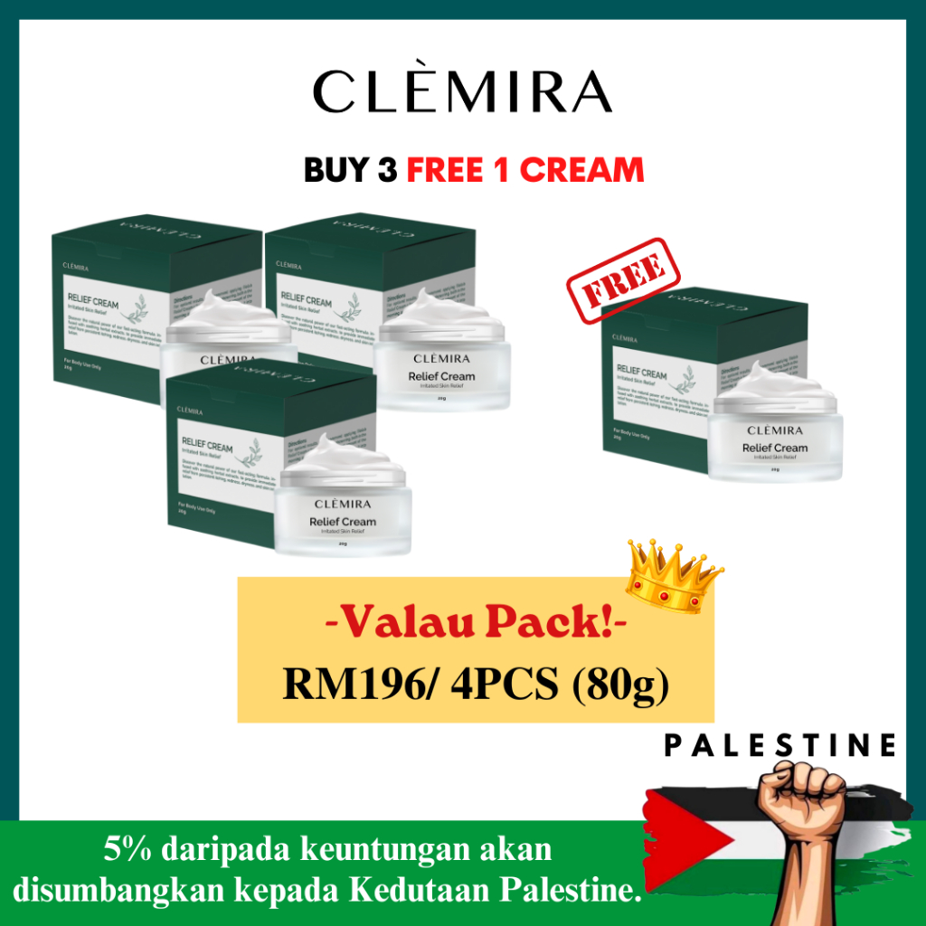 Clemira Relief Cream Ekzema Ubat Gatal Kulit Panau Kurap Gatal Krim ...