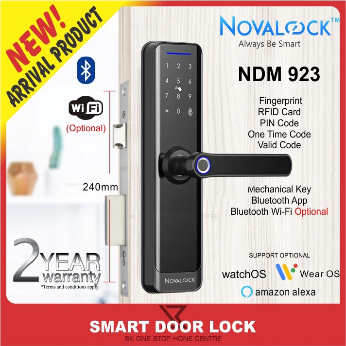 Novalock NDM 923B Smart Bluetooth Door Lock Fingerprint, Card, Passward, Key, Wi-Fi optional ...