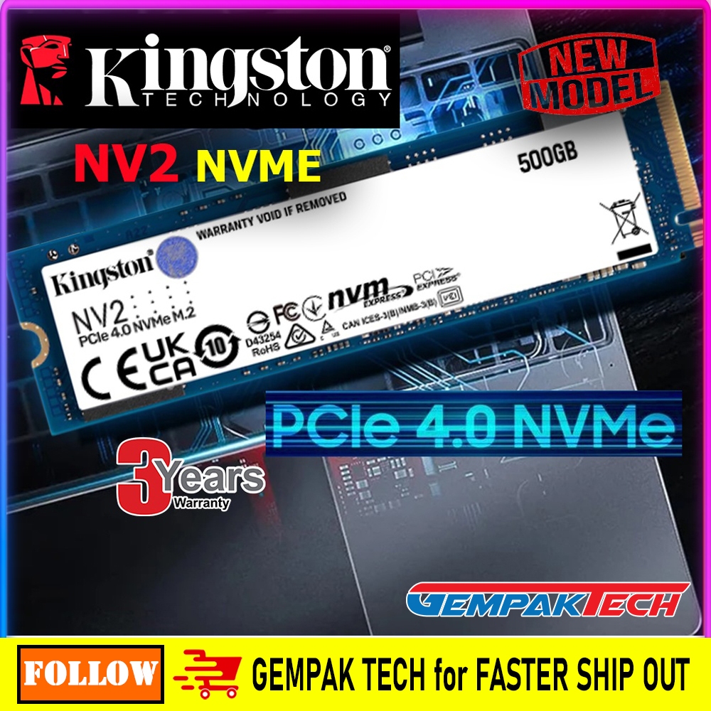 Kingston NV2 (Gen 4x4 NVME) PCIe 4.0 NVMe SSD M.2 2280 [ 250GB / 500GB ...