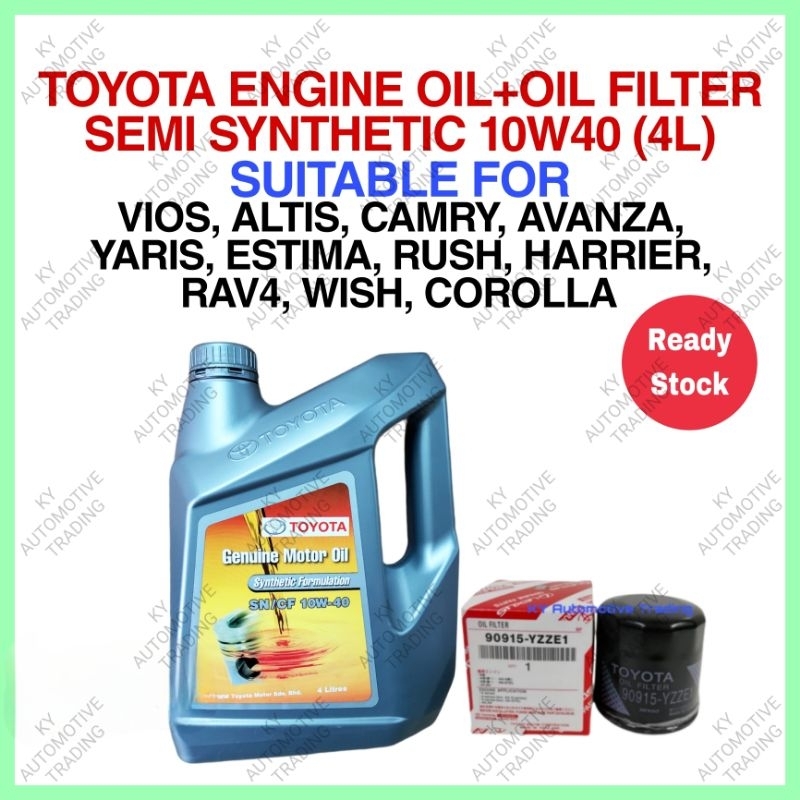 TOYOTA ENGINE OIL SEMI SYNTHETIC 10W40 4 Liter VIOS ALTIS CAMRY WISH ...
