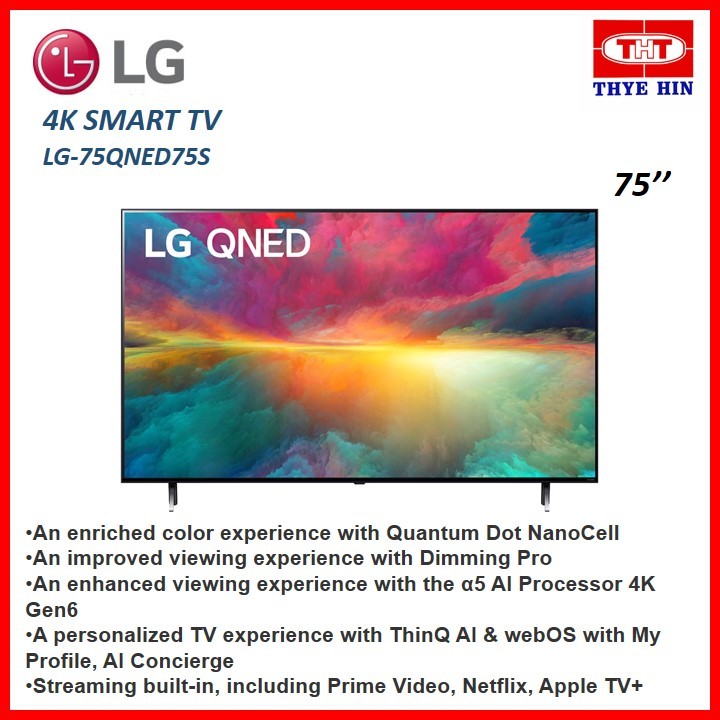 LG QNED TV QNED75 75 inch 4K Smart TV Quantum Dot NanoCell 75QNED75SRA ...