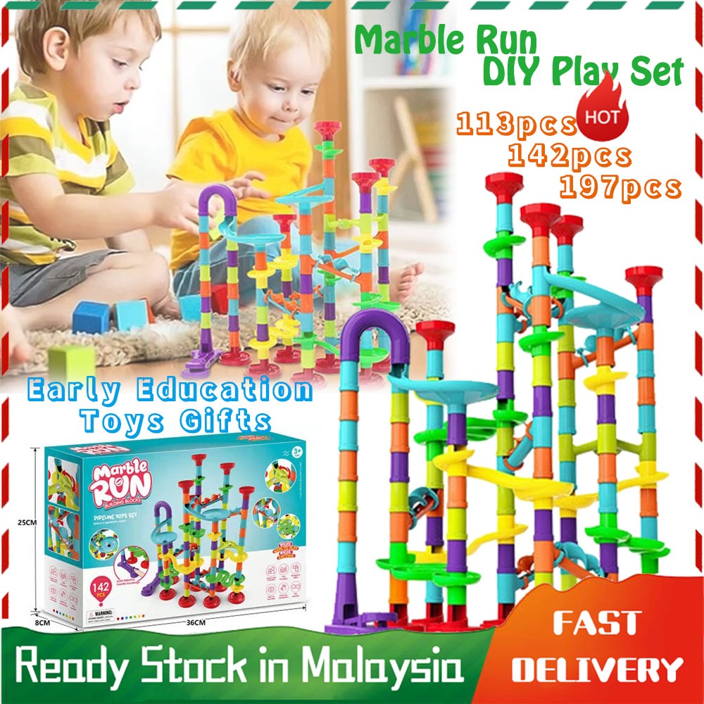 197Pcs Marble Run DIY Play Set Children Toy Game Race Maze Ball Track ...
