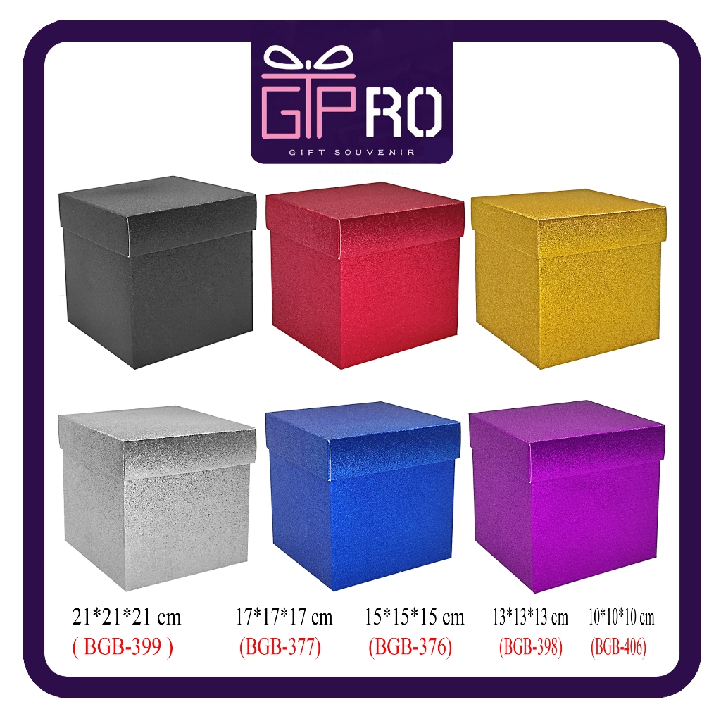 Bouquet Flower DIY Shiny Square Gift Box 10cm 13cm 15cm 17cm 21cm Kotak ...