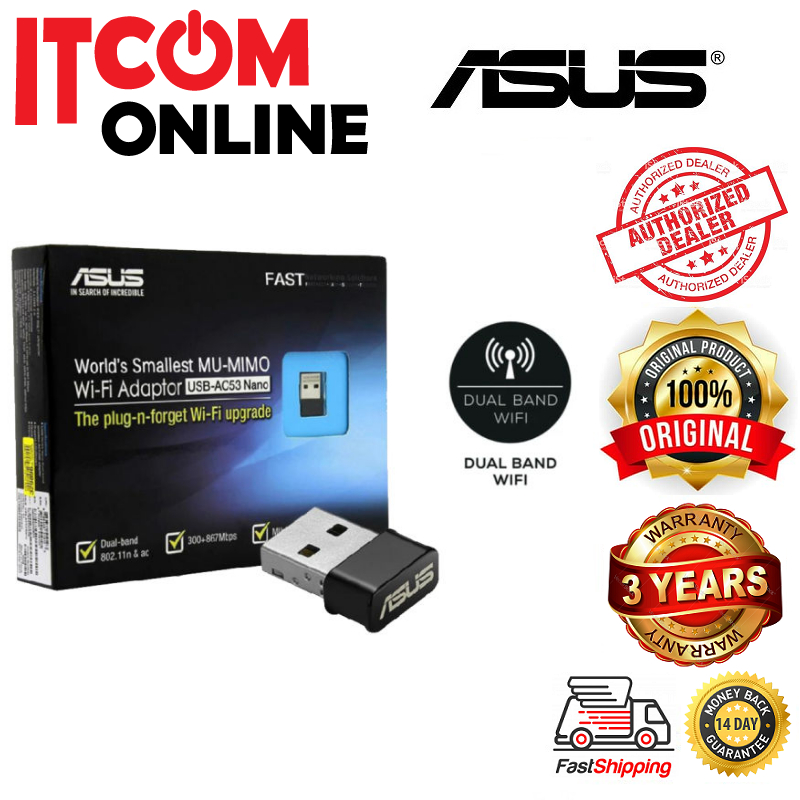 ASUS WIFI DUAL-BAND AC1200 NANO USB ADAPTER (USB-AC53 NANO) | Shopee ...