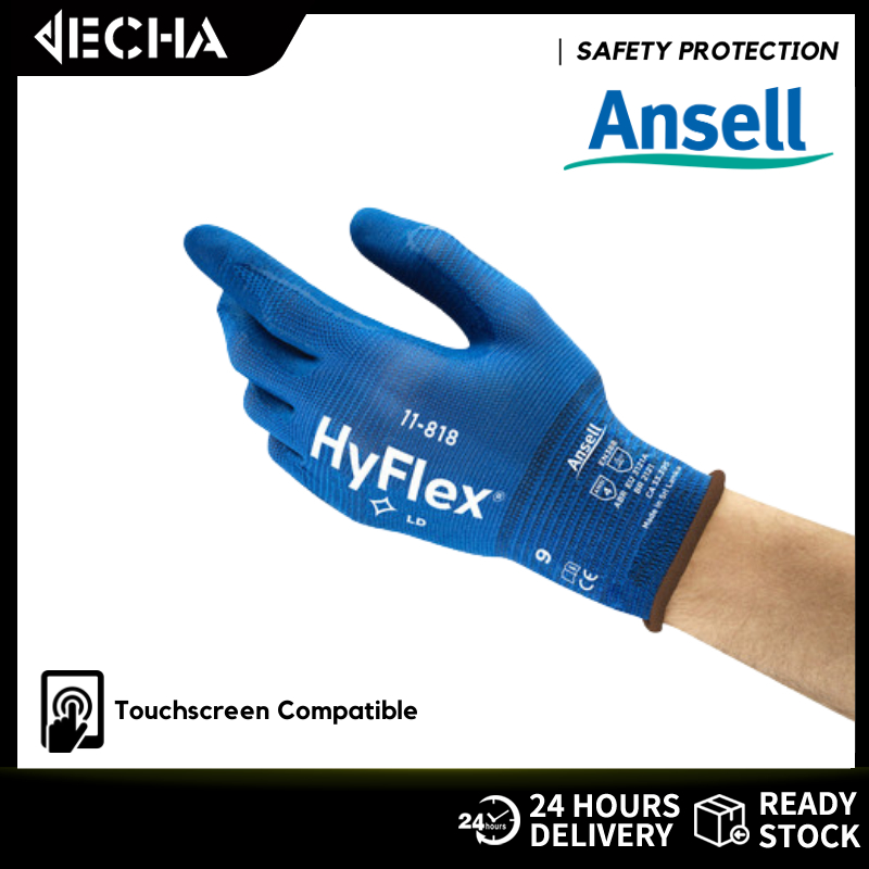 Ansell HyFlex® 11-818 Foam Nitrile Palm Coated Glove Barehand Glove Electrical Glove Antistatic ...