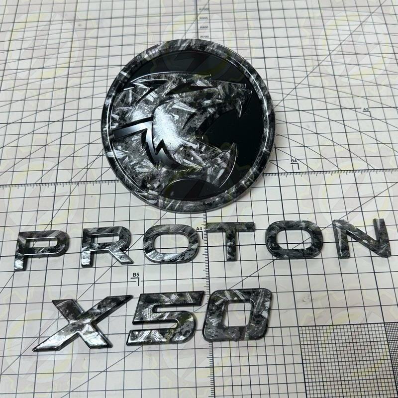 🎊SUPER COMBO SET🎊 ORIGINAL SIZE PROTON X50 FORGED SILVER CARBON LOGO ...