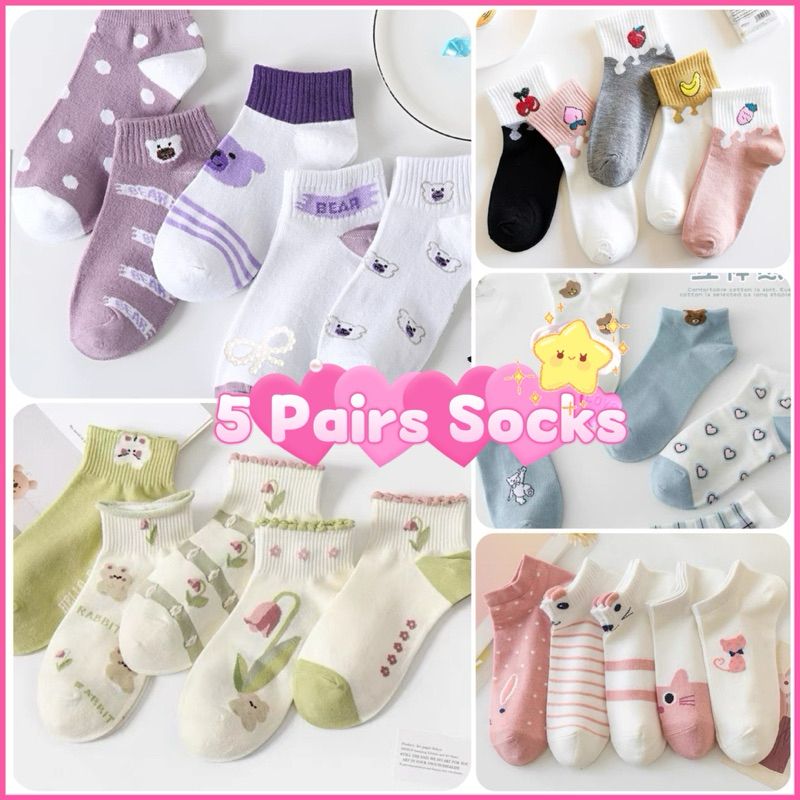 [5 pairs set]Cute cartoon socks animal socks women socks stocking ...