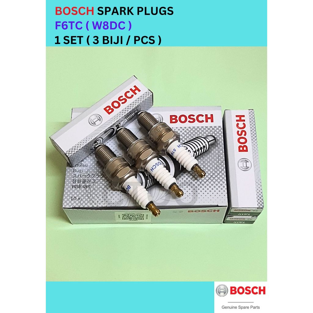 [ 1 SET = 3 PCS ] F6TC W8DC BP5ES BP6ES >>> 100% GENUINE BOSCH Spark Plug Perodua Kancil 660 / ...