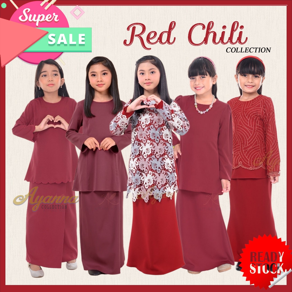 BAJU KURUNG BUDAK / KIDS / ANAK - RUBY RED / RED CHILI / MERAH HATI ...