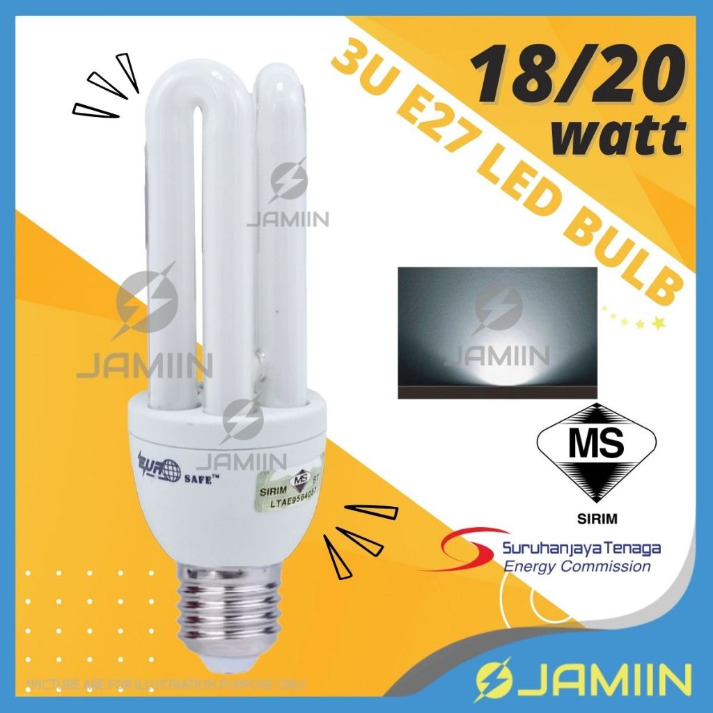 18W/20W PLCE bulb 3U Tube Energy Saving Lamp E27 Fluorescent Light Bulb ...