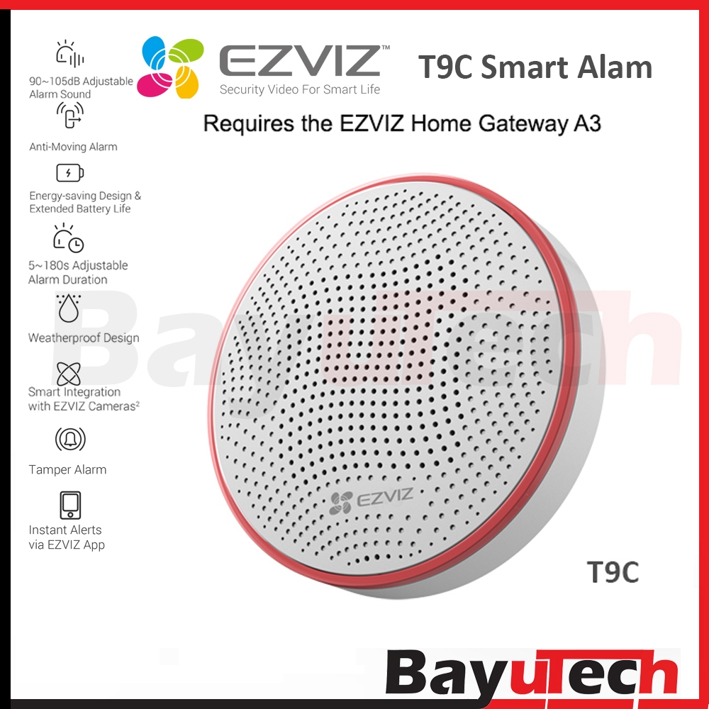 EZVIZ T9C /T9 Siren, additional Siren to use with A3 Hub, 85dB Volume ...