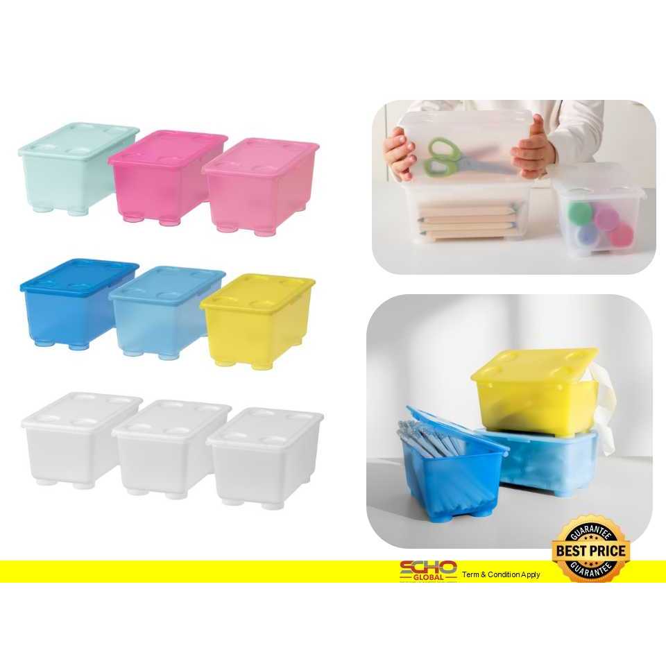 IKEA-GLIS Box with lid, 17x10 cm,(3 Pcs)/34x21cm | Shopee Malaysia