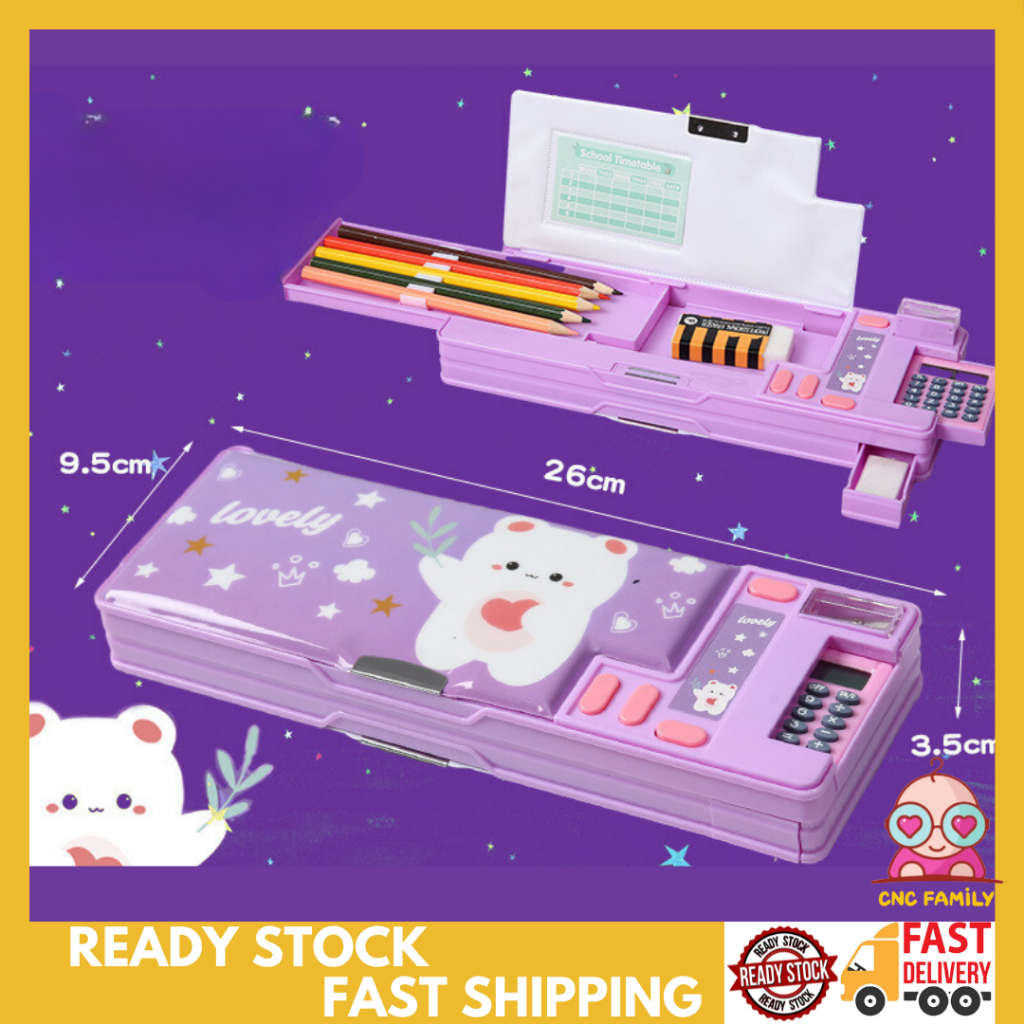 CNC[Ready Stock]Two Sided Calculator Pencil Box for Kids/Kotak pensel ...