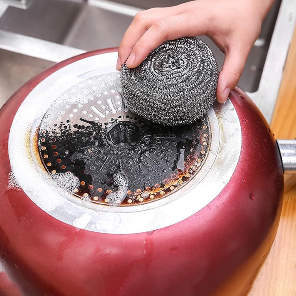 Stainless Steel Wool Ball Scrubber Sponge Scouring Pad for Kitchen ...