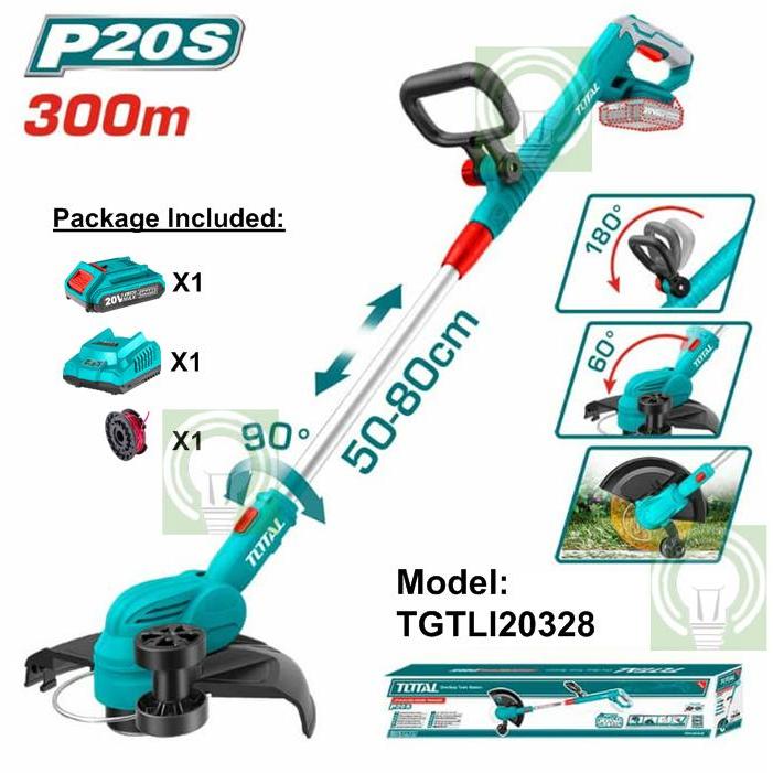 TOTAL TOOLS TG103512 & TGTLI20328 Li-ion Grass Trimmer +BATTERY 20 AH ...