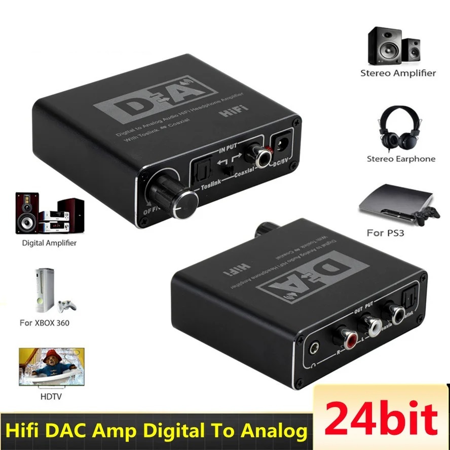 192kHz HiFi Digital Optical Coaxial to Toslink Analog RCA L/R 3.5mm ...