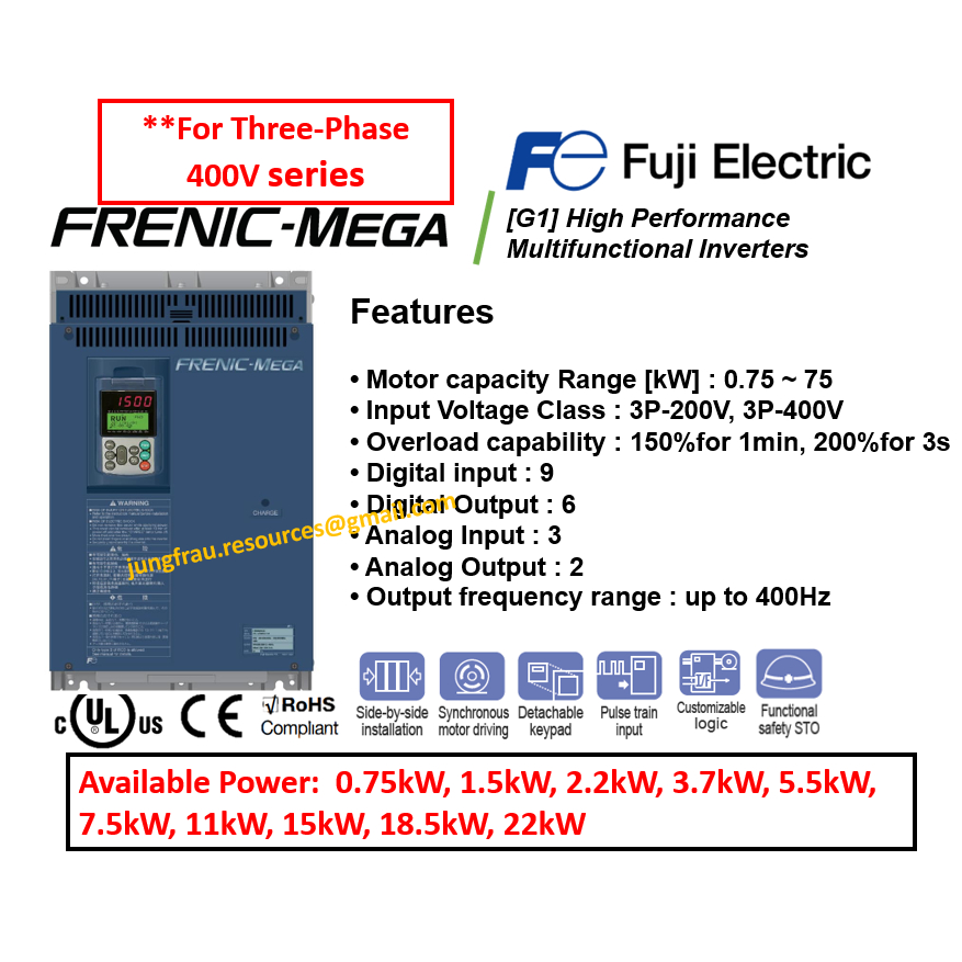 [FUJI ELECTRIC] INVERTER DRIVE(VFD/VSD)FRENIC-MEGA G1S(THREE PHASE 400V ...