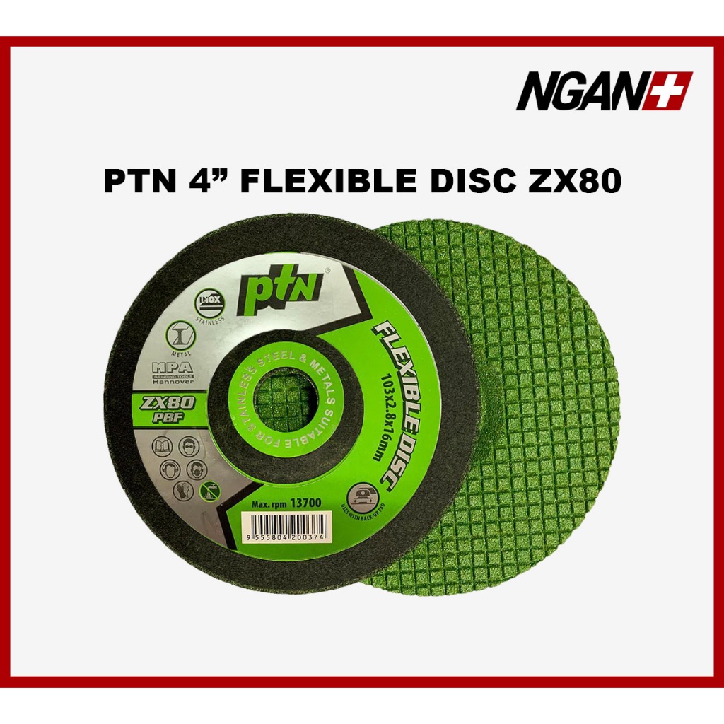 4" FLEXIBLE GRINDING DISC ZX80 PBF PTN GREEN FOR STAINLESS STEEL ...
