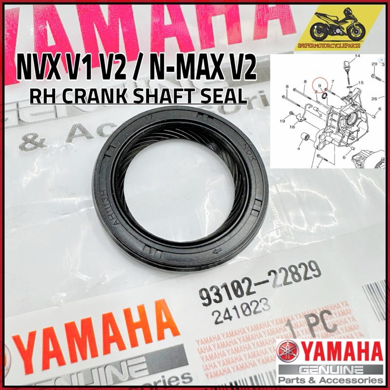 [100% ORI] NVX V1 V2 / N-MAX V2 NMAX CVT CRANK SHAFT [ RH ] OIL SEAL 93102-22829 ORIGINAL YAMAHA ...