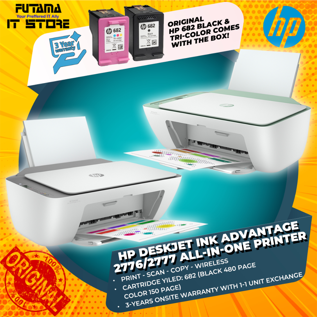 HP DeskJet Ink Advantage 2776/2777 All-in-One Printer - Print, Copy, Scan, Wireless Direct, Dual ...