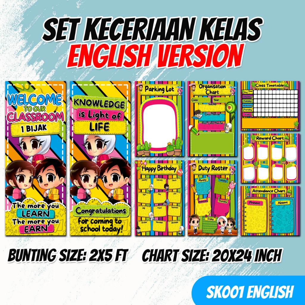 SET KECERIAAN KELAS English Version | Bunting & Carta Kelas | Shopee ...