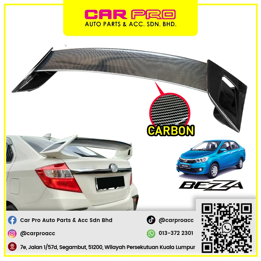 Perodua Bezza 2016 - 2023 Galaxy X Sport Carbon Skin ABS Spoiler ...