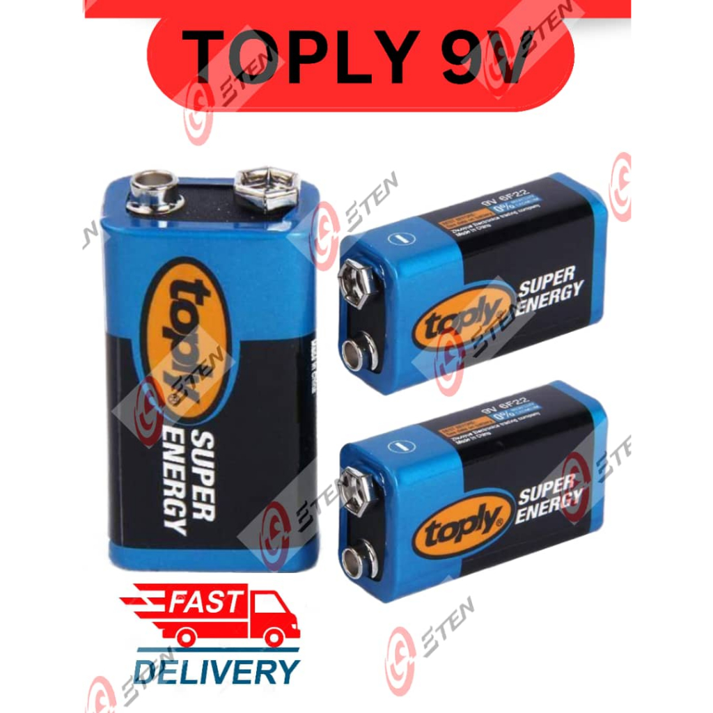 Toply Batteries 9 Volt Alkaline Battery (1 Pack) All-Purpose 9V High ...