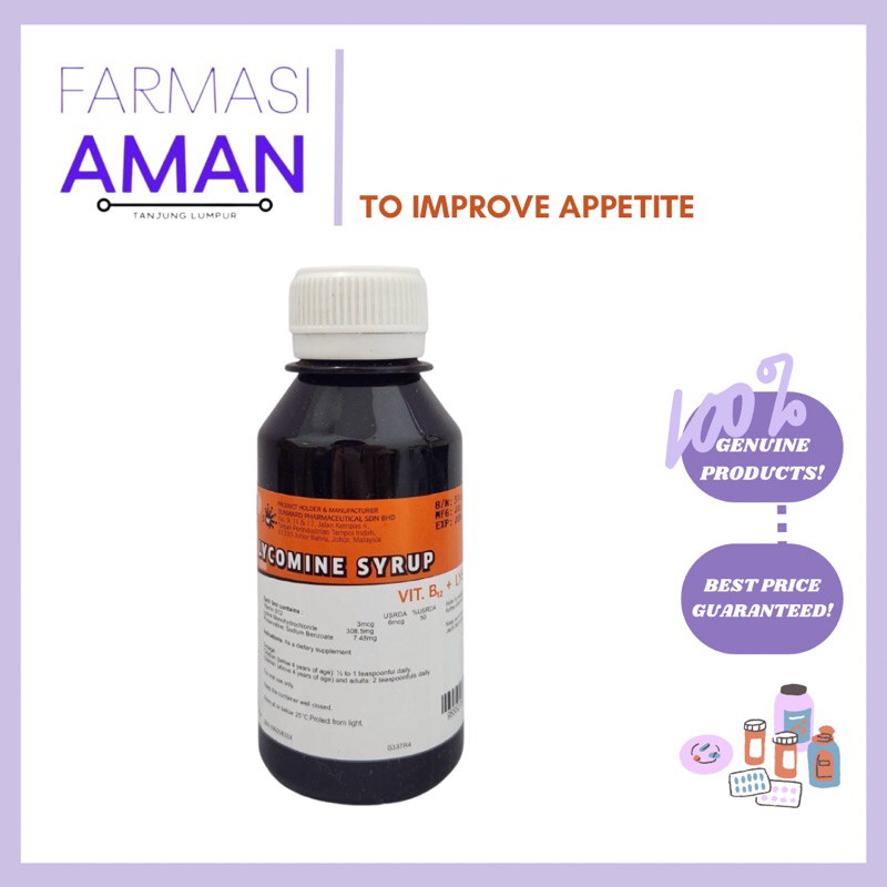 Sunward Lycomine Syrup 120ml (Appetite / Tambah Selera Makan) | Shopee ...