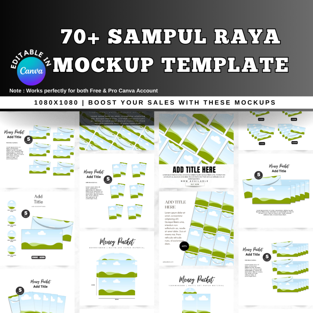 Editable Canva Mockup Sampul Duit Raya Money Packet CNY Christmas ...