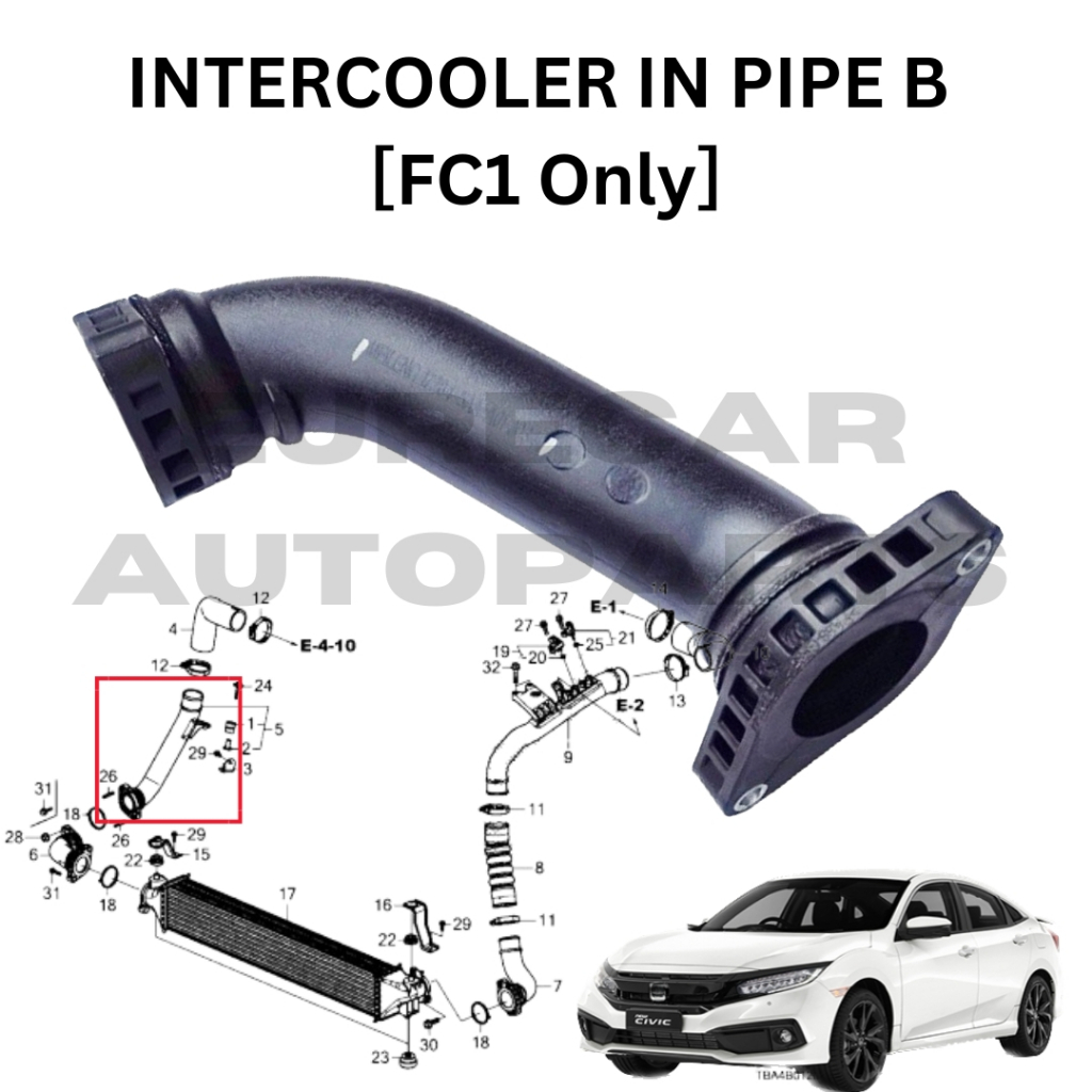 INTERCOOLER PIPE IN B FC1 TEA TURBO VERSION ONLY [ORIGINAL] MADE IN ...