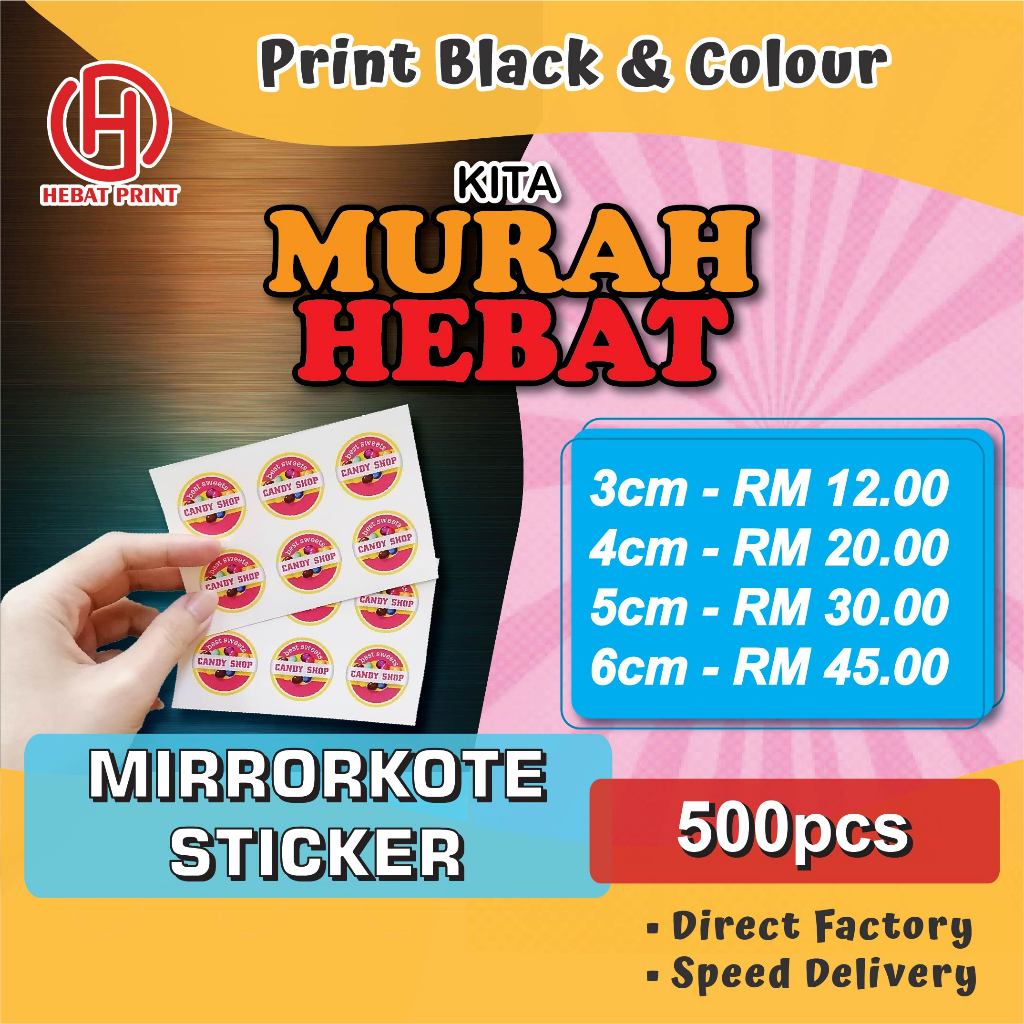Customize Mirrorkote Sticker / Print Black and Colour / Print & Cut ...