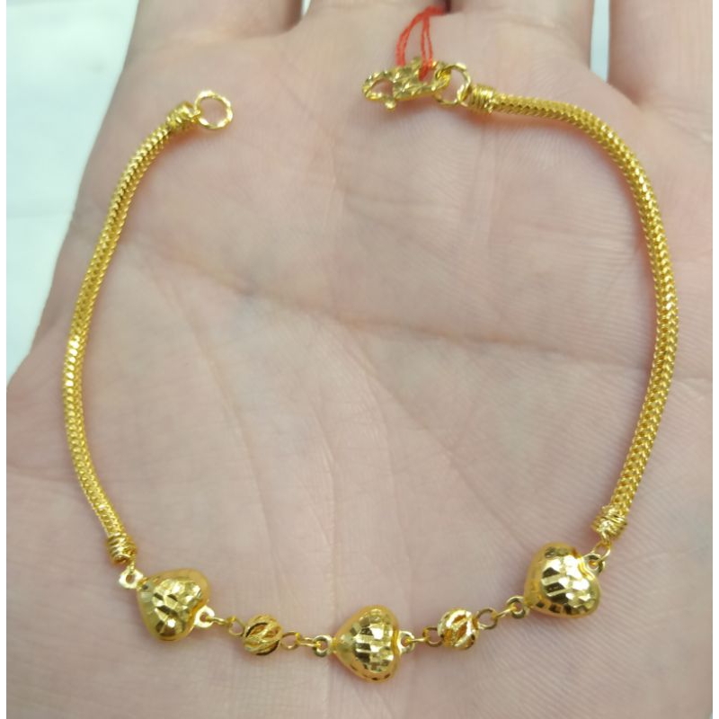 916 Solid Gold Bracelet Gelang Tangan Padu Emas 916 黄金精巧手链🌈 | Shopee ...