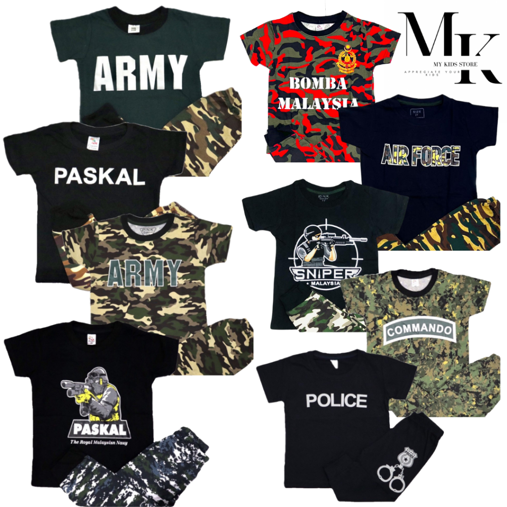 01) (ALL DESIGN) Baju Budak Lelaki ARMY, Baju Tidur, Baju Budak Selesa ...